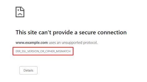 How To Fix ERR SSL VERSION OR CIPHER MISMATCH