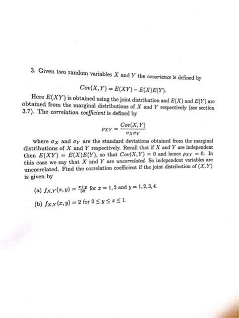 solved given two random variables x and y covariance is