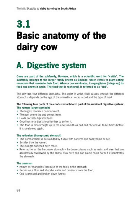PDF 3 1 Basic Anatomy Of The Dairy Cow Milk SA 3 88 The Milk SA