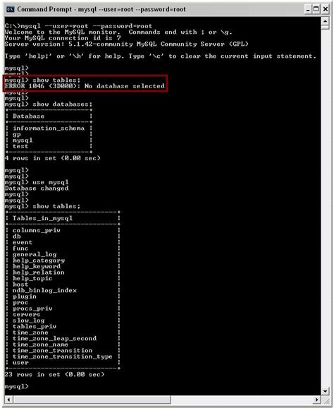 garbage yard mysql error 1046 3d000 no database selected