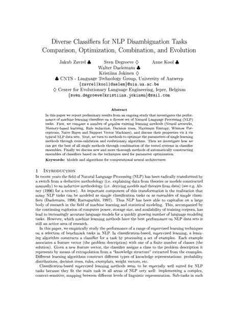 pdf diverse classifiers for nlp disambiguation tasks comparison optimization combination