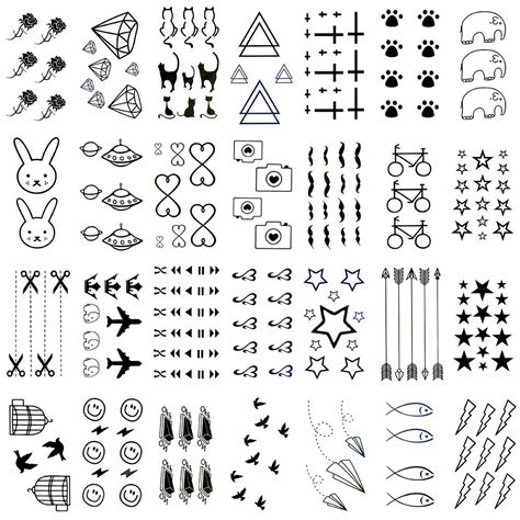 Oottati Sheets Small Cute Temporary Tattoo Stickers Black 47 Off