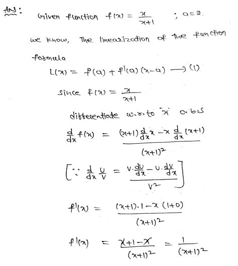 [solved] find the linearization of the function at the given value of a course hero
