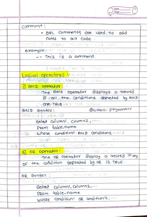 Sql Basics Handwritten Notes Pdf A Pen And Paper Approach To