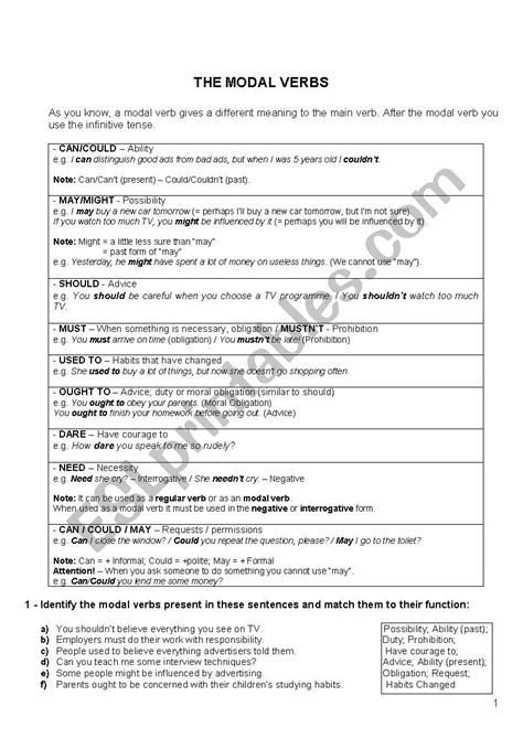 Exercises Modal Verbs With Answers Klomix