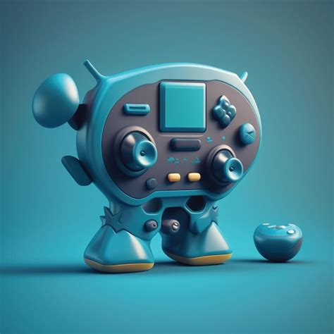 Um robô azul um painel de controle e botões Foto Premium