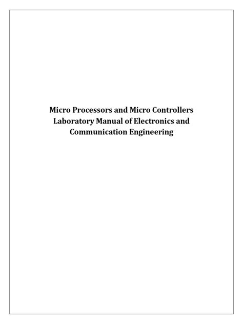 micro processors and micro controllers laboratory manual of electronics and communication