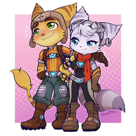 259354 Safe Artistbanoakira Ratchet Randc Rivet Randc Fictional Species Lombax Mammal