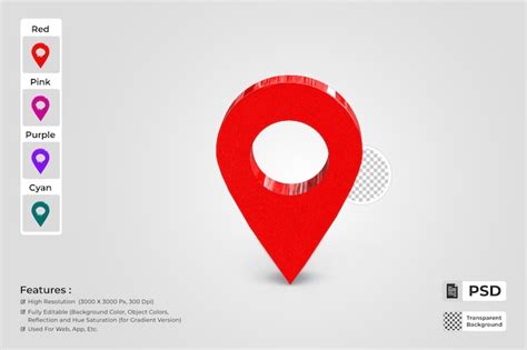 Premium PSD Red Realistic 3d Map Pin Gps Pointer Markers Pointer