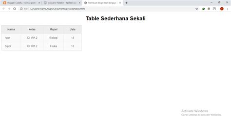 Membuat Table Pada Html Dengan Css Tampilan Sangat Sederhana Sekali