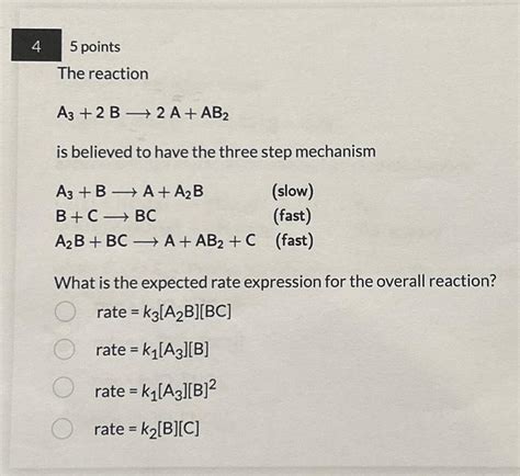 solved the reaction a3 2 b 2 a ab2 is believed to have the
