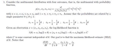 solved 1 consider the multinomial distribution with four