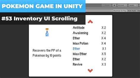 Make A Game Like Pokemon In Unity 53 Inventory UI Scrolling YouTube