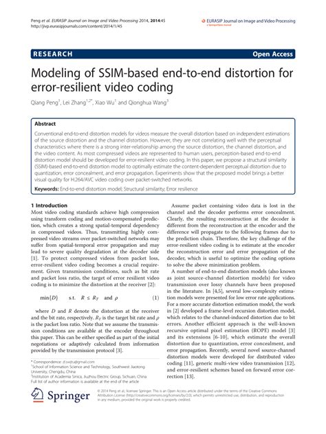 pdf modeling of ssim based end to end distortion for error resilient video coding