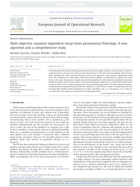 pdf multi objective sequence dependent setup times flowshop scheduling a new algorithm and a