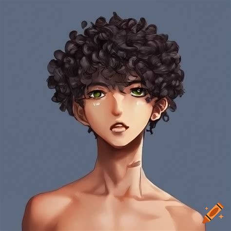 Male Anime Character With Dark Brown Skin And Black Curly Hair On Craiyon