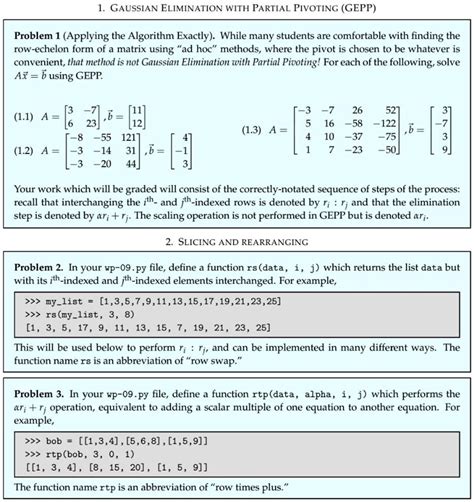 solved 1 gaussian elimination with partial pivoting gepp problem 1 applying the algorithm