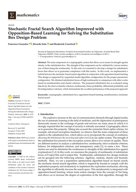 pdf stochastic fractal search algorithm improved with opposition based learning for solving