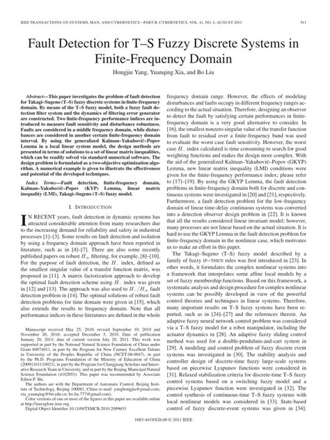 pdf fault detection for t s fuzzy discrete systems in finite frequency domain