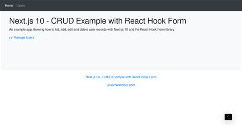 Next Js 10 CRUD Example With React Hook Form Codesandbox