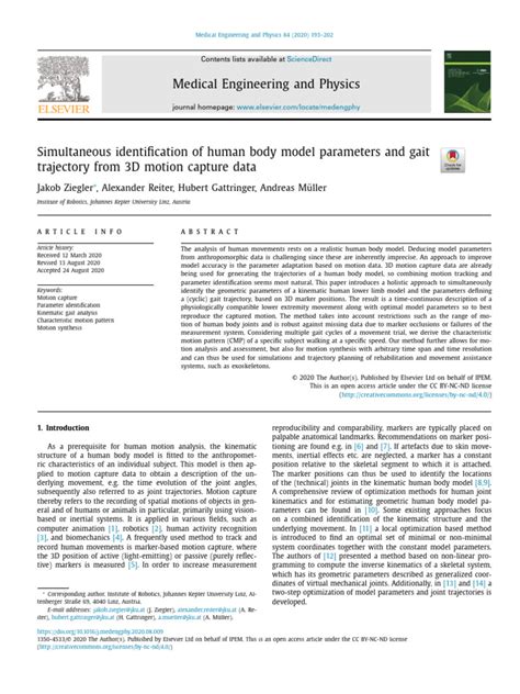 simultaneous identification of human body model parameters and gait trajectory from 3d motion