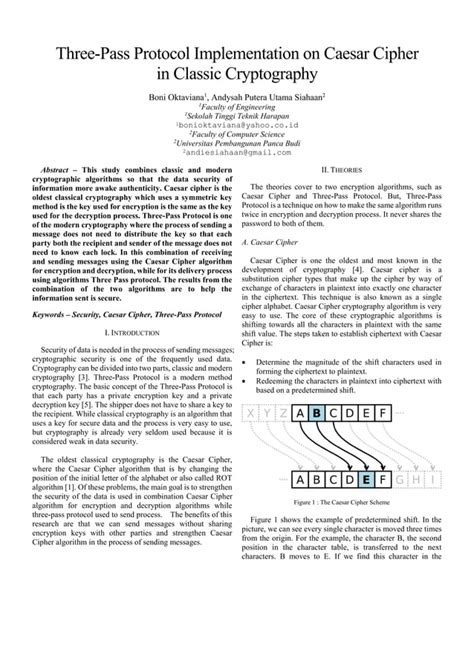 three pass protocol implementation on caesar cipher in classic cryptography pdf