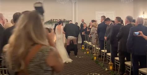 Father Of The Brides Pants Fall Down While Walking Her Down Aisle Borninspace