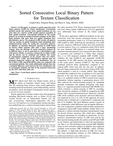 pdf sorted consecutive local binary pattern for texture classification