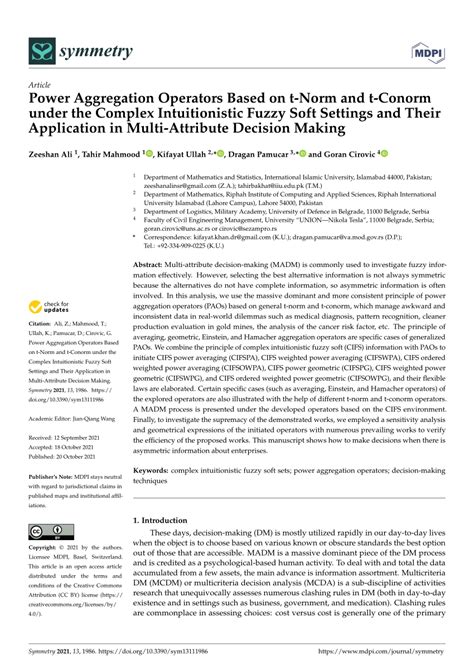 pdf power aggregation operators based on t norm and t conorm under the complex intuitionistic