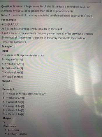 Answered Question Given An Integer Array Arr Of Bartleby