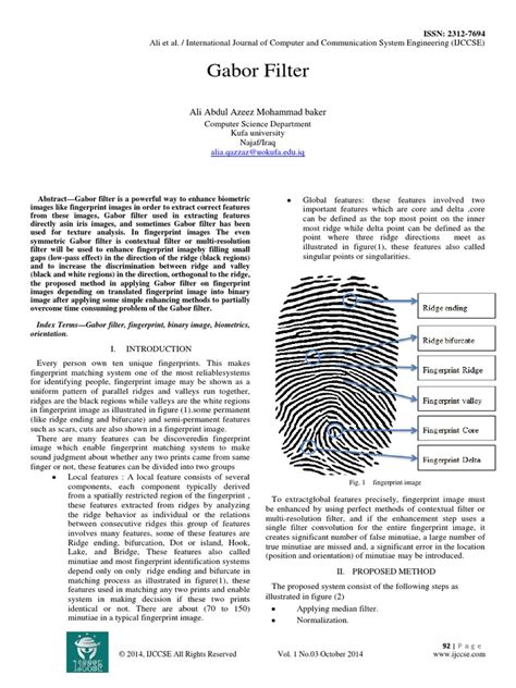 gabor filter pdf fingerprint biometrics
