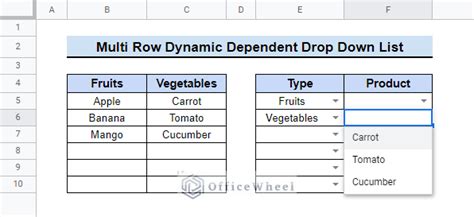Multi Row Dynamic Dependent Drop Down List In Google Sheets