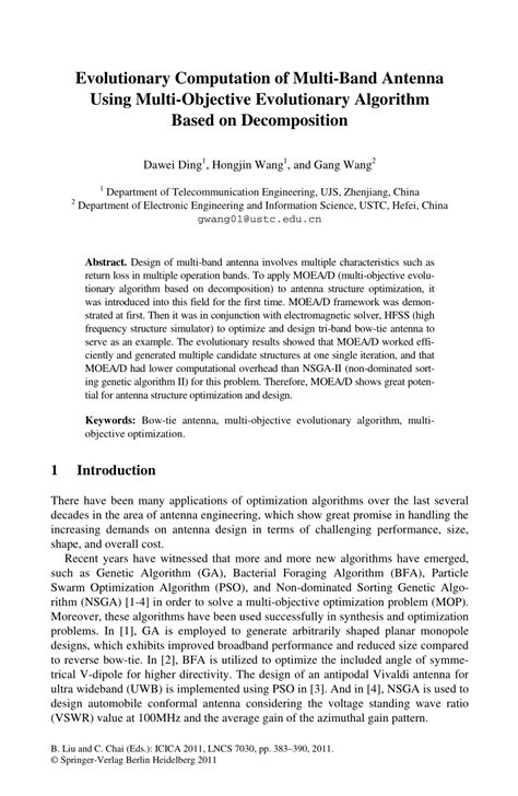 pdf evolutionary computation of multi band antenna using multi objective evolutionary