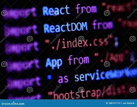 close up of react javascript programming source code editorial stock image image of digital