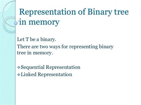 representation of binary tree in memory