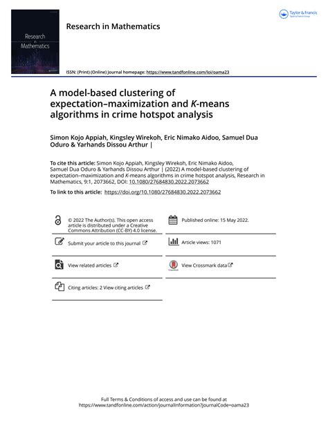 solution research in statistics a model based clustering of expectation maximization and k