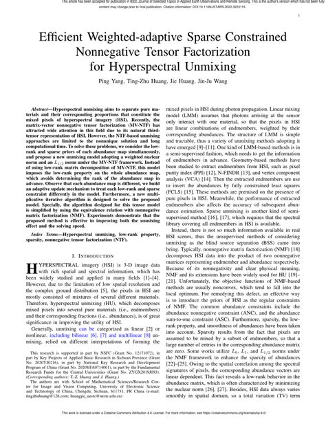 pdf efficient weighted adaptive sparse constrained nonnegative tensor factorization for