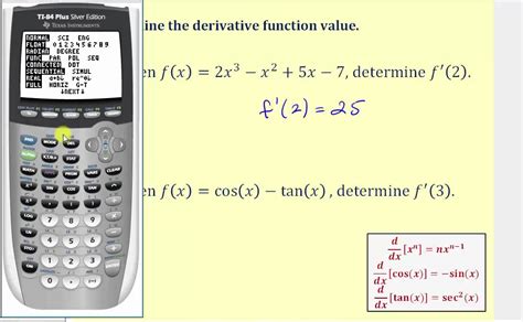 determine a derivative function value on the ti84 newer software youtube