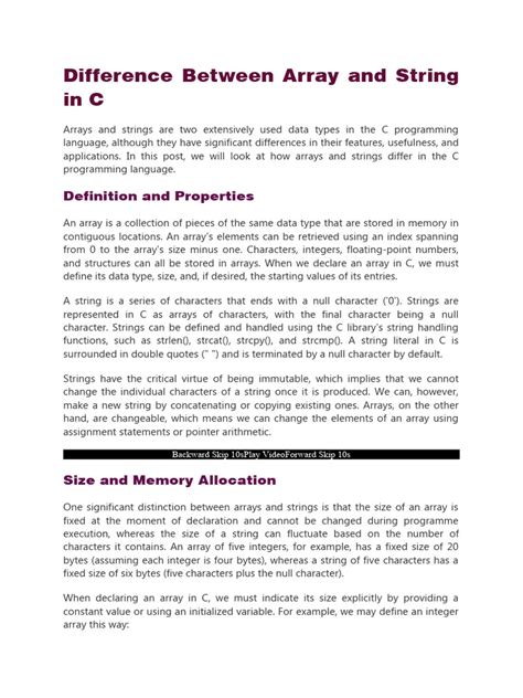 difference between array and string in c pdf parameter computer programming string