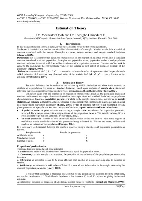 pdf estimation theory iosr journals