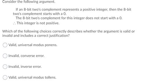 solved consider the following argument if an 8 bit two s