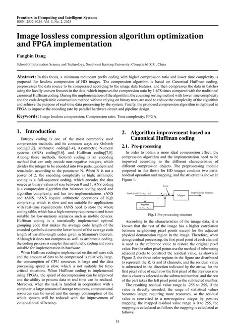 pdf image lossless compression algorithm optimization and fpga implementation
