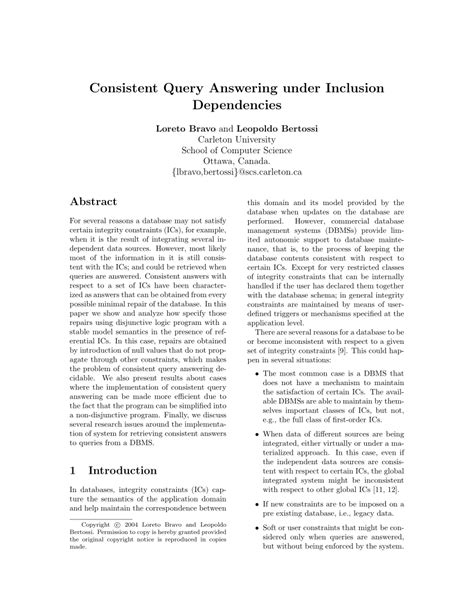pdf consistent query answering under inclusion dependencies