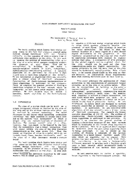 pdf fault tolerant wafer scale architectures for vlsi donald fussell