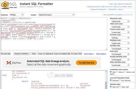 5 Best Free Online SQL Formatter Tools Examples Java Code Geeks 2022