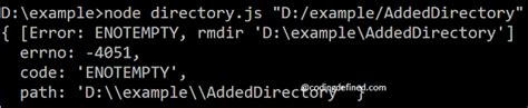 how to add and remove directories in node js coding defined