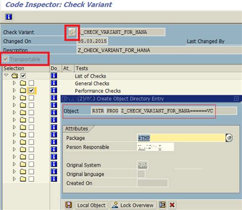 ABAP Code Inspector Check Variants For HANA Migration Optimization