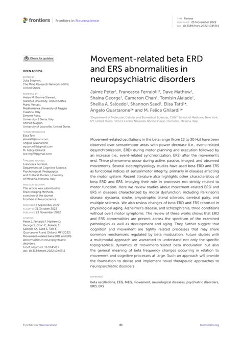 pdf movement related beta erd and ers abnormalities in neuropsychiatric disorders