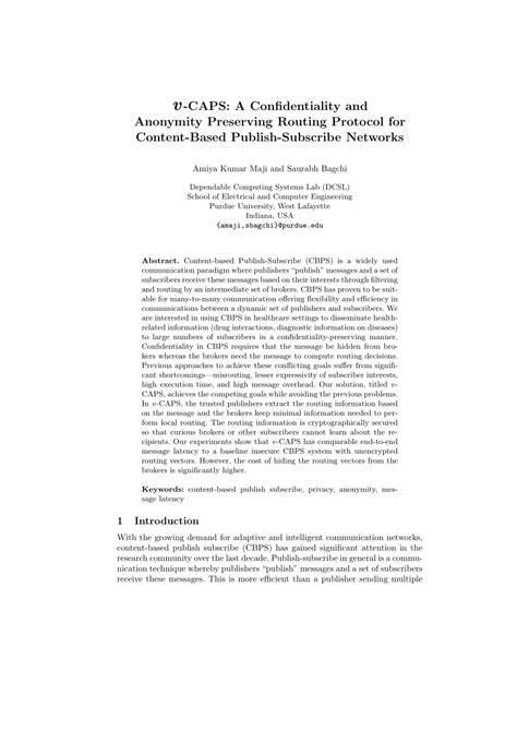 pdf v caps a confidentiality and anonymity preserving routing protocol for content based