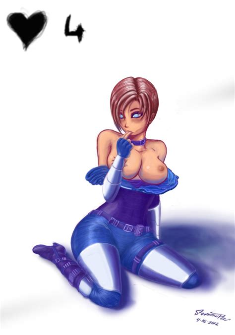 Rule 34 Blush Breasts Clothes Color Female Female Only Front View Human Joanna Dark Nipples